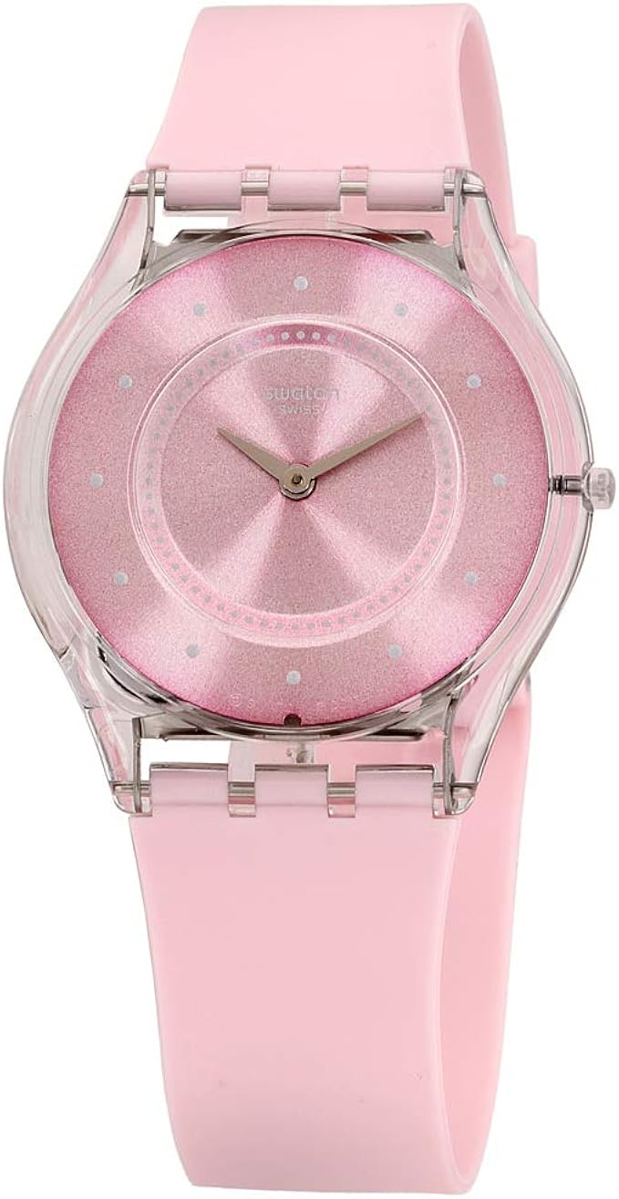 Buy Swatch Men's Skin Pink Pastel Pink Dial Silicone Strap Watch at ...