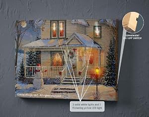 Amazon.com: Wonderful Life Snowman LED Lighted Wrapped Canvas Art Print ...
