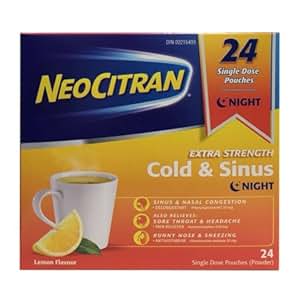 Amazon.com: NEOCITRAN EXTRA STRENGTH COLD & SINUS NIGHT, 24 single dose ...