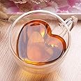Amazon.com | EASICOZI Heart Shaped Double Walled Insulated Glass Coffee Mugs or Aesthetic Tea ...