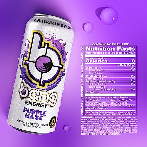 Bang Energy Purple Haze, Sugar-Free Energy Drink, 16-Ounce (Pack Of 12 ...