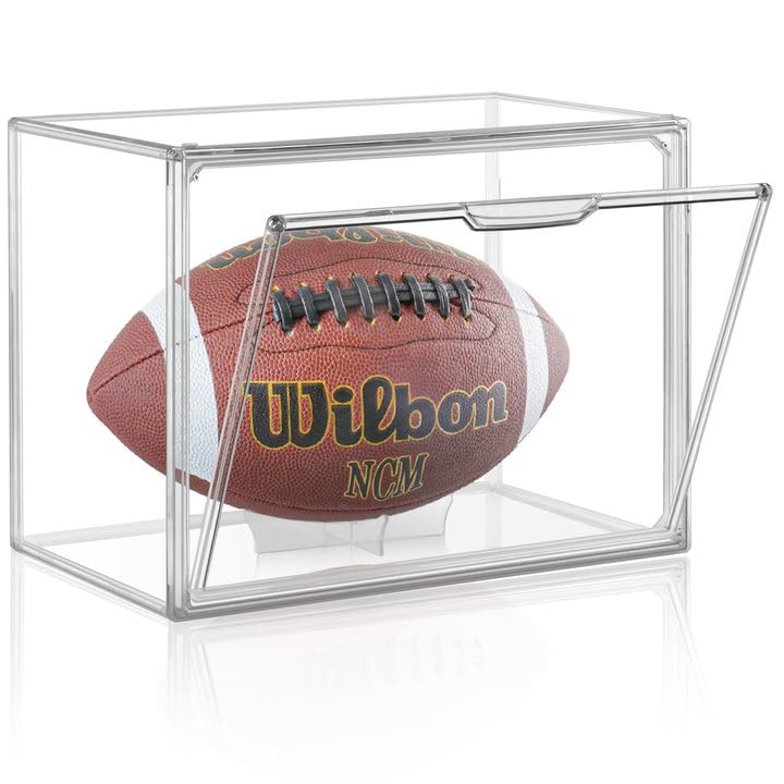 Football Display Case, Football Storage Box with Magnetic Door, UV ...