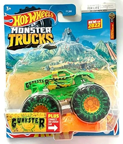 DieCast Hot Wheels Monster Trucks Gunkster, 1:64 Scale Truck 2/75 Plus ...