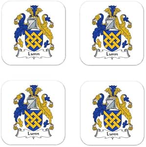 Amazon.com: Lunn Family Crest Square Coasters Coat of Arms Coasters ...