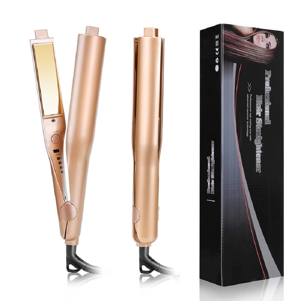 Hair Straightener and Curler 2 in 1 Flat Iron Professional Hair Curling Irons with 1 Inch Flat ...