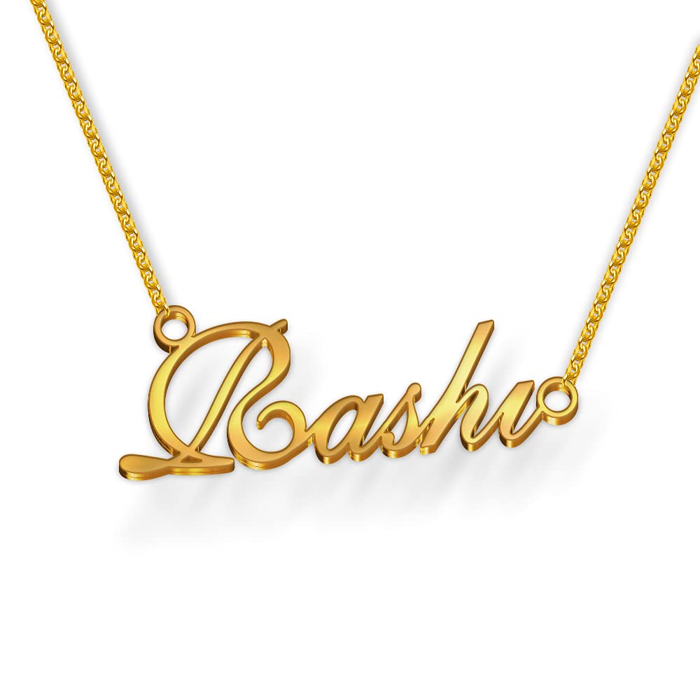 Buy Dreamrax Rashi Cursive Gold Name Pendant Necklace, Best Jewelry ...
