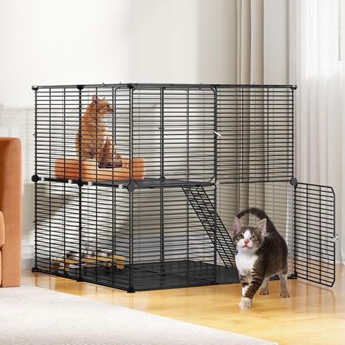 YITAHOME 2 Tier Cat Cage Indoor Cat Enclosures, Versatile DIY Playpen ...
