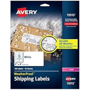 Avery Weatherproof Labels for Laser Printers, 2 x 4 Inch, White, Pack ...
