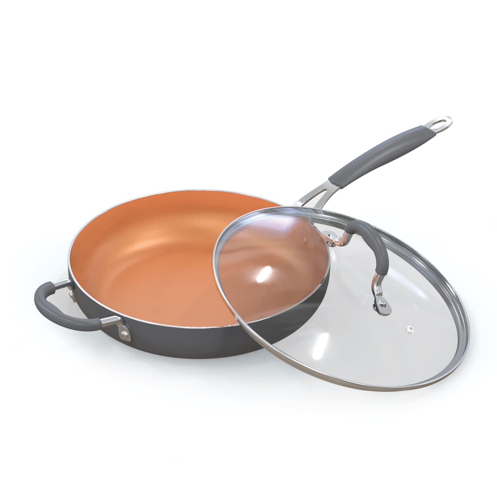 Mua Ceramic Nonstick Frying Pan with Lid - Soft Grip, PFOA-free Cooking ...