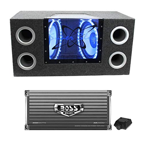 Pyramid BNPS102 10" 1000W Car Subwoofers Sub Bandpass System with Neon ...