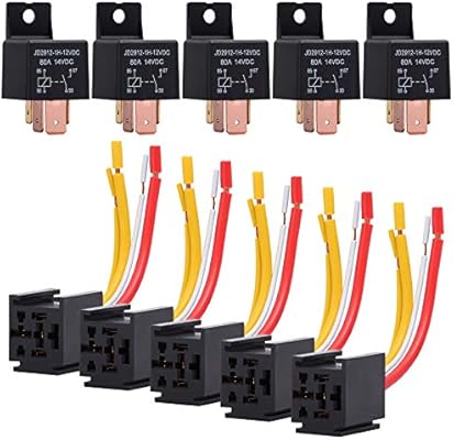 1 Set 80A Relay Sockets 4-Pin w/ 4 Terminals Base Holder SPST ...