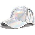 niumanery Women Men Faux Leather Baseball Cap Glitter Metallic ...