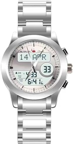 Al Salah Watch, Analogue and Digital Round Stainless Steel Men's Watch ...