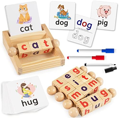 سعر Montessori Toys for Toddlers 3 4 Years Old - Wooden Reading Blocks ...