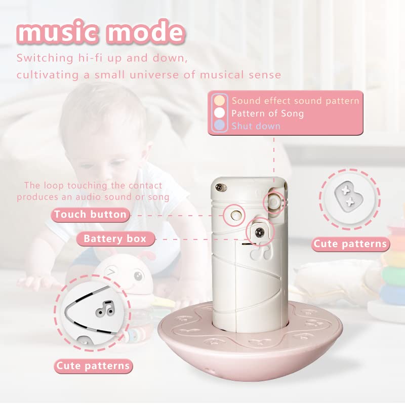 Boymorna Stacking Rings Musical Wobble Tummy Time Toys, Roly Poly Baby ...