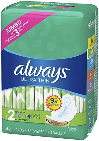 Always Flexi-Wings Long Super Heavy Jumbo Pack Ultra Thin Pads, 0.77 lb ...