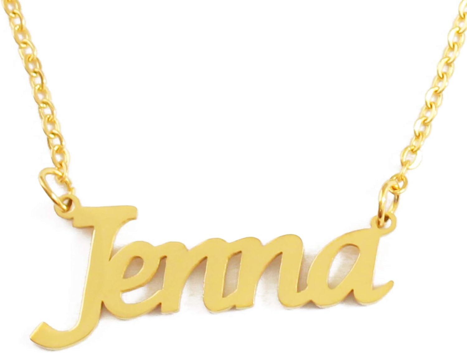 Amazon.com: Jenna Name Necklace 18ct Gold Plated Personalized Dainty ...