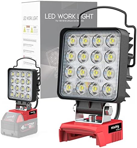 Mtiolhig LED Work Light for Milwaukee m18 Battery, 29W 2900Lumens ...