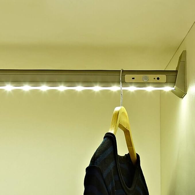 Amazon.com: FKhanger Wardrobe Hanging Rod with Light,Aluminum Closet ...