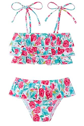 UNICOMIDEA Little Girls Flowers Swimsuit 7-8 Years Beach Wear School ...