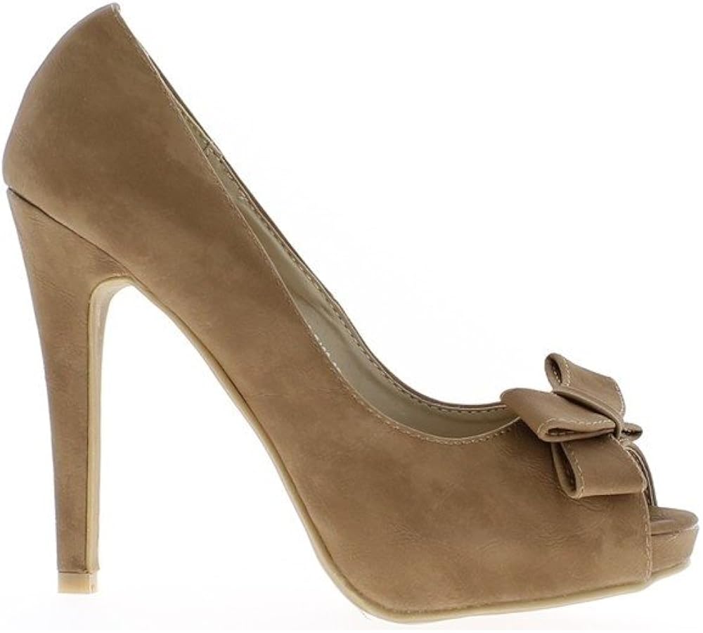 Escarpins Plateforme Femme Camels Bouts Ouverts à Talons de 12cm ...