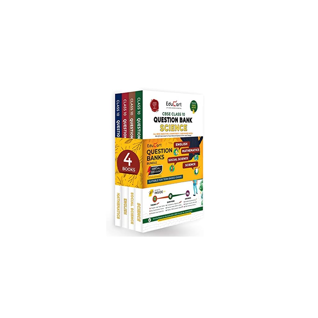 Educart TERM 1 2 Question Bank Class 10 Bundle 2022 Science Maths