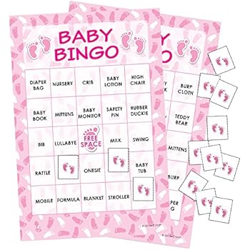 Amazon.com: (Pack of 2) Baby Shower Bingo Game, 48 Total Cards: Baby
