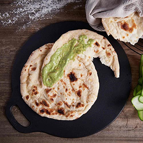 Victoria 15-Inch Cast Iron Tawa Dosa Pan, Pizza Pan With A Loop Handle ...