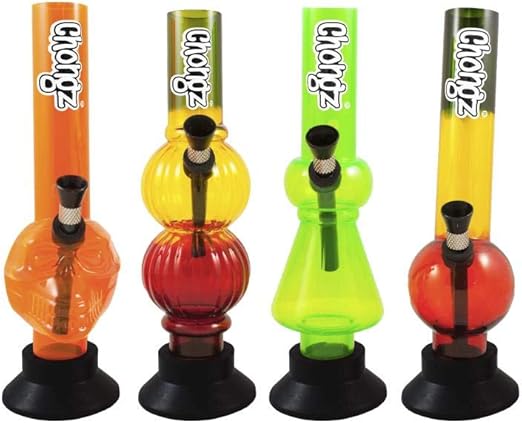Bong with Rubber Base 8 Inch Plastic Chongz Acrylic Mini Bong - Various ...