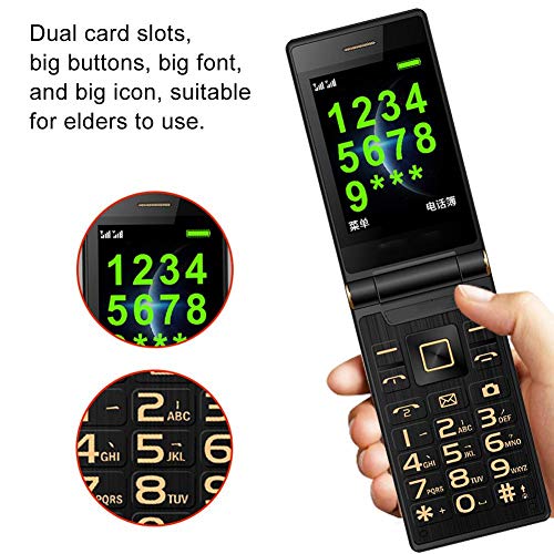 Flip Dual Screen Elder Mobile Phone, M2-C 2G Quad-Band Dual Card Standby Big Buttons Senior ...