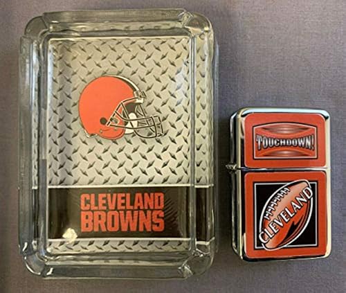 Cleveland Classic Team Logo Football Oil Lighter and Ashtray Gift Set ...
