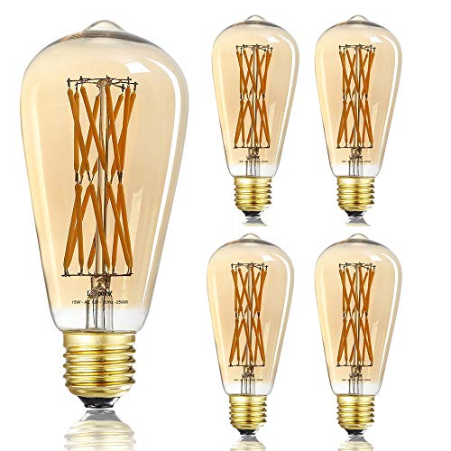 Leools LED Edison Filament Amber Bulb 15W,Equivalent 100W,Dimmable LED ...
