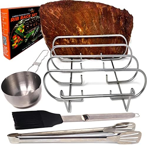 Large Rib Rack for Smoking - BBQ Rib Rack Gas Charcoal Smoker ...