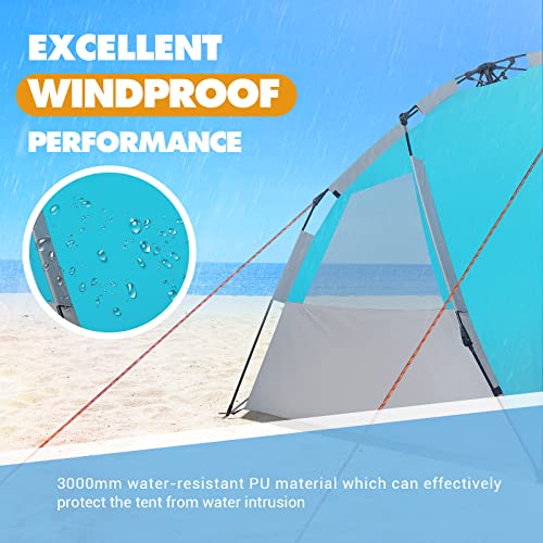 SEBOR Beach Tent, Deluxe XL Pop-up Beach Tent for 4-6 Person, UPF 50+ with Dark Shelter ...
