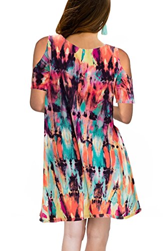 ETCYY Women's Cold Shoulder Casual Sundress T-Shirt Dress for Summer ...