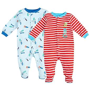 Amazon.com: Pekkle Baby 2-Pack Footed Pajamas, Snap, Sleep & Play ...
