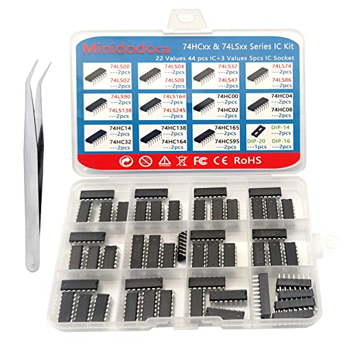 49Pcs 25 Types 74HCxx and 74LSxx Series Logic IC Assortment Kit & IC ...
