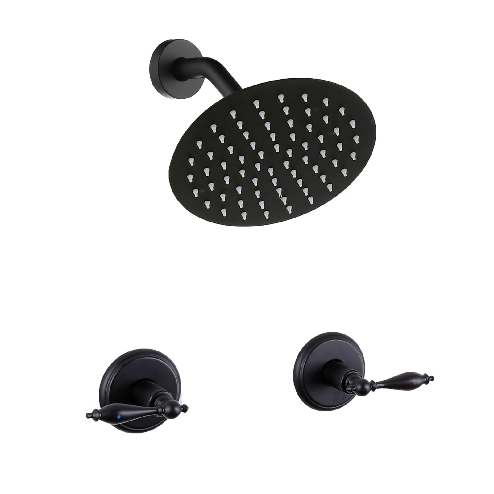 LIWEIKE 2 Handle Shower Faucet Set, Matte Black Two Handle Shower Faucet with 8 Inch Rain Shower ...