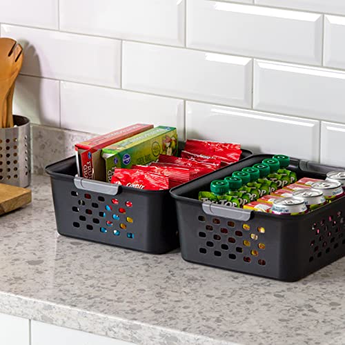 IRIS USA Plastic Storage Basket, 6-Pack, Medium, Shelf Basket Organizer ...