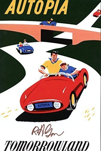 Disneyland Autopia Cars Attraction Poster ~ Signed By Designer & Disney ...