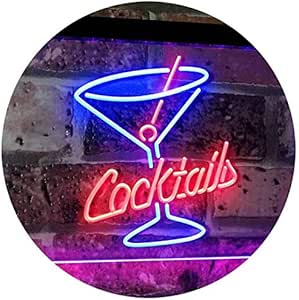 ADVPRO Cocktails Glass Bar Club Beer Décor Dual Color LED Neon Sign ...