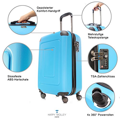 Happy Trolley Lugano Luggage Set, 66 cm, 78 liters, Blue (Dunkelblau ...