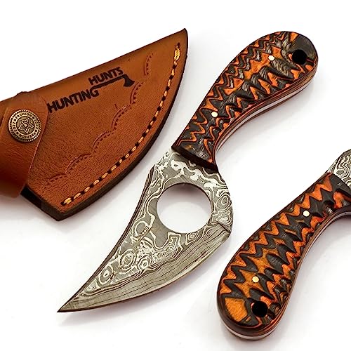 Predator Hunter - Handmade Damascus Knife with Leather Sheath - For ...