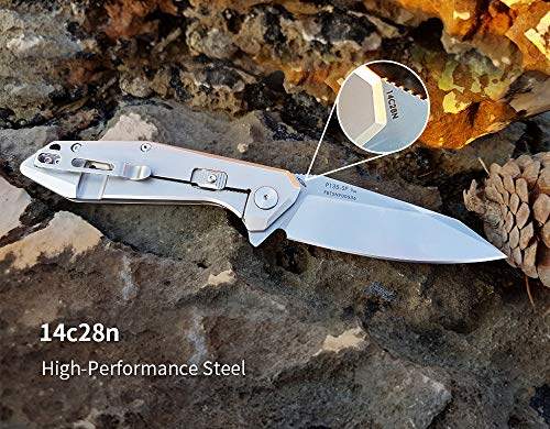 Ruike Tactical Pocket Knife for Men Women EDC Folding Knife with Clip Frame Lock 14C28N Steel ...