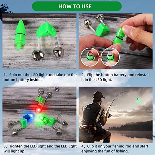 kailund 21Pcs Led Night Fishing Rod Bite Bait Alarm Light with Twin ...