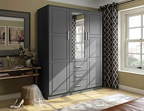 Palace Imports Cosmo Solid Wood 3-Door Wardrobe/Armoire/Closet with ...