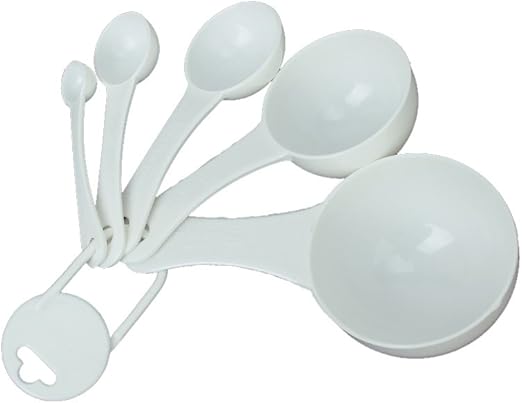 Set of 5pcs 100ml/50ml/15ml/5ml/1ml Plastic Measuring Spoons---White ...