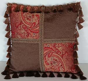 Amazon.com: Throw Pillow 18 Inch Square Tuscany W/tassel Fringe ...