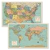 2 Pack - World Map Poster & USA Map Chart [Tan/Color] in Oman | Whizz Maps