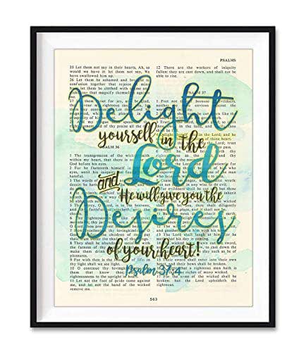Amazon.com: Delight yourself in the Lord, Psalm 37:4, Christian Art ...